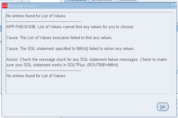 No entries found for List of Values — oracle-mosc