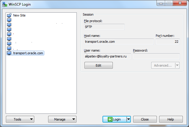 Using Winscp — Oracle Mosc 8095