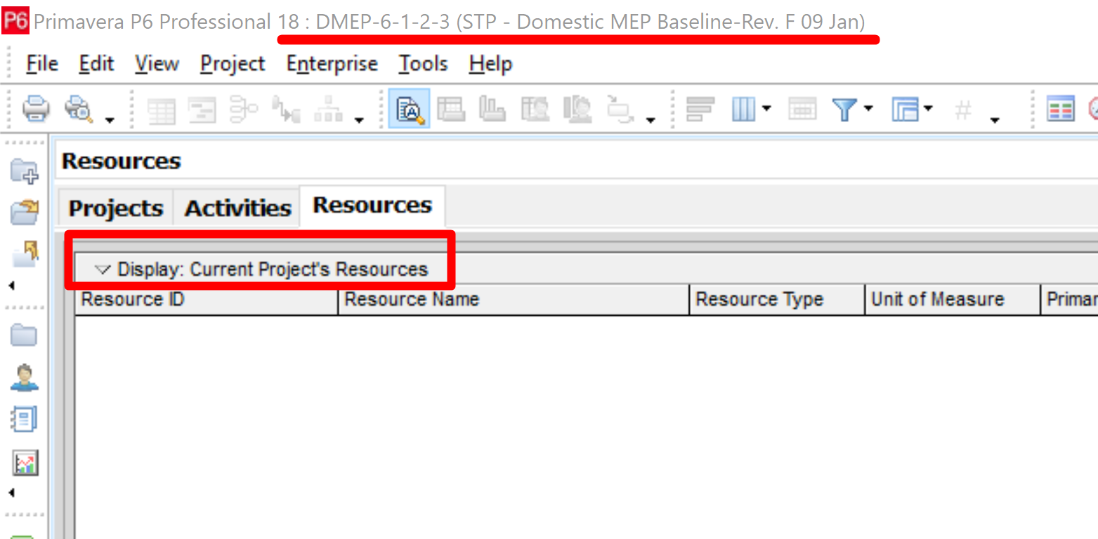 Current Project Resources Are Not Visible In P6 Professional — Oracle Mosc 