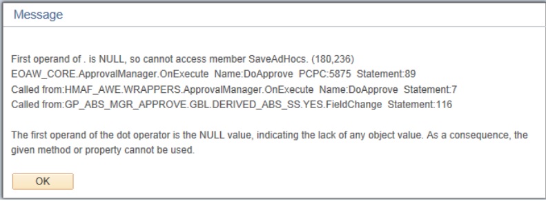 First operand of . is NULL, so cannot access member SaveAdHocs ...