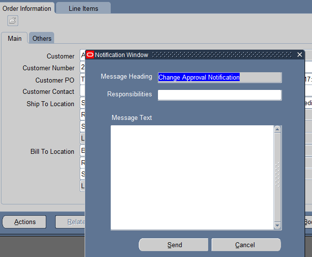 OM Change Approval Notification record history — oracle-mosc