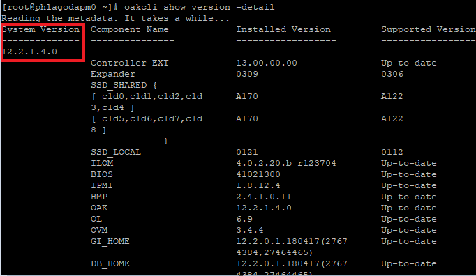 How to determine the system version of ODA X6-2S appliance? — oracle-mosc