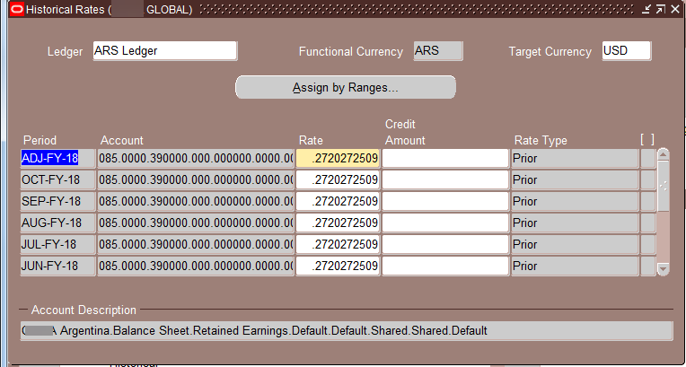 How does system translate Retained Earnings account — oracle-mosc