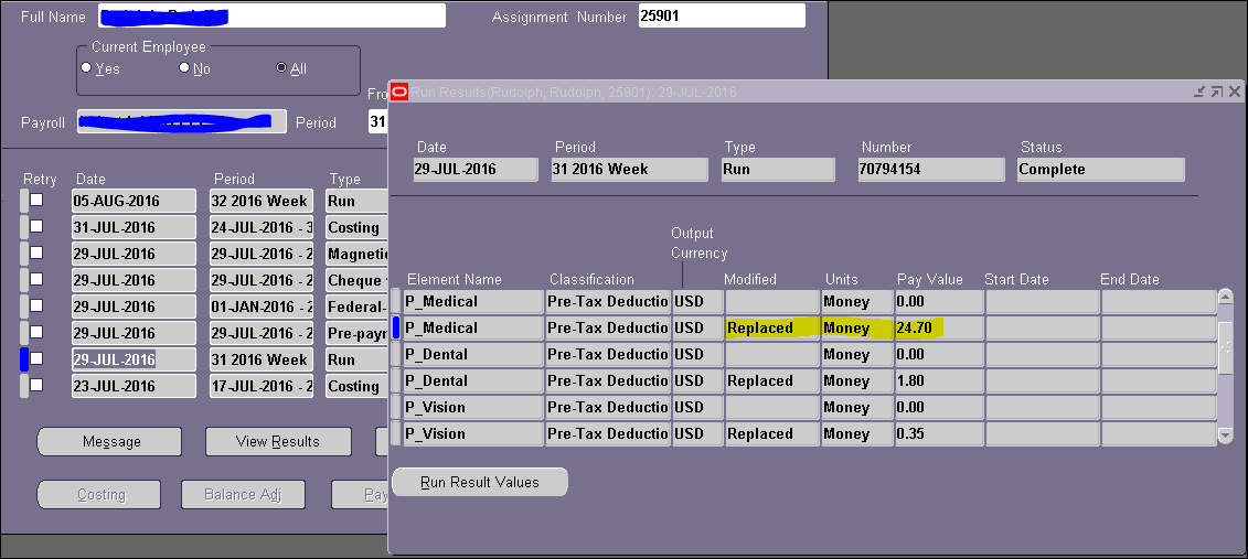 What does Replaced in Payroll Run Results mean? — oracle-mosc