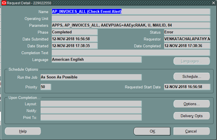 AP_INVOICES_ALL (Check Event Alert) Triggers automatically from unknown source — oracle-mosc