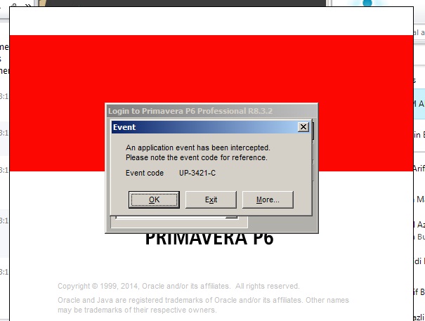 Error Code Up 3421 C — Oracle Mosc 0328