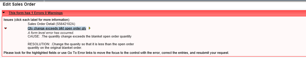 Hard Error Quantity Exceeds BLKT Open Order Qty — oracle-mosc