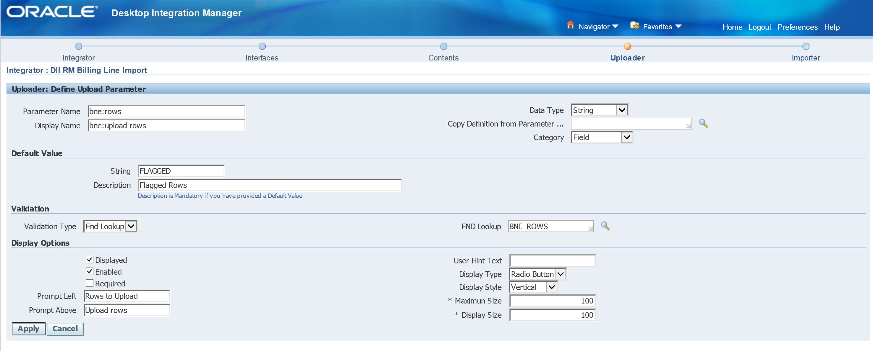 Setting Rows To Upload Default To Flagged Rows Bne Rows Flagged — Oracle Mosc