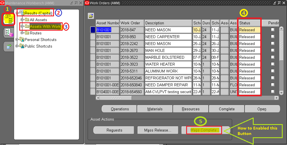 How To Complete The Multiple Work Orders Using Maintenance Workbench 2982