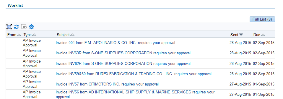 Worklist notifications from payables invoice approval expires in 5 days ...