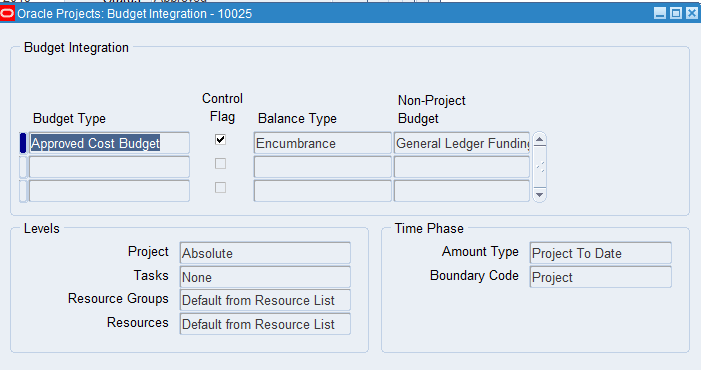 Project budget integration with GL budget — oracle-mosc