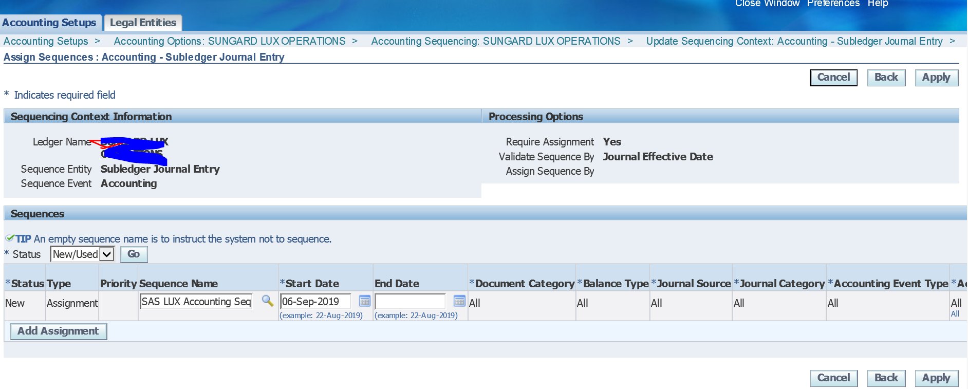 Create Accounting Failing With Error Problem Encountered In Sequencing Populateaccts — Oracle Mosc 5662
