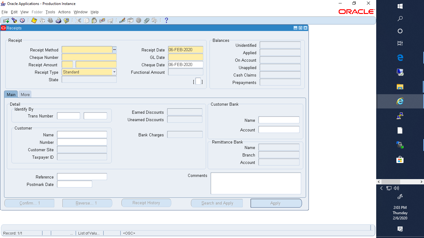 is there a way to confirm receipt in oracle receipt workbench — oracle-mosc