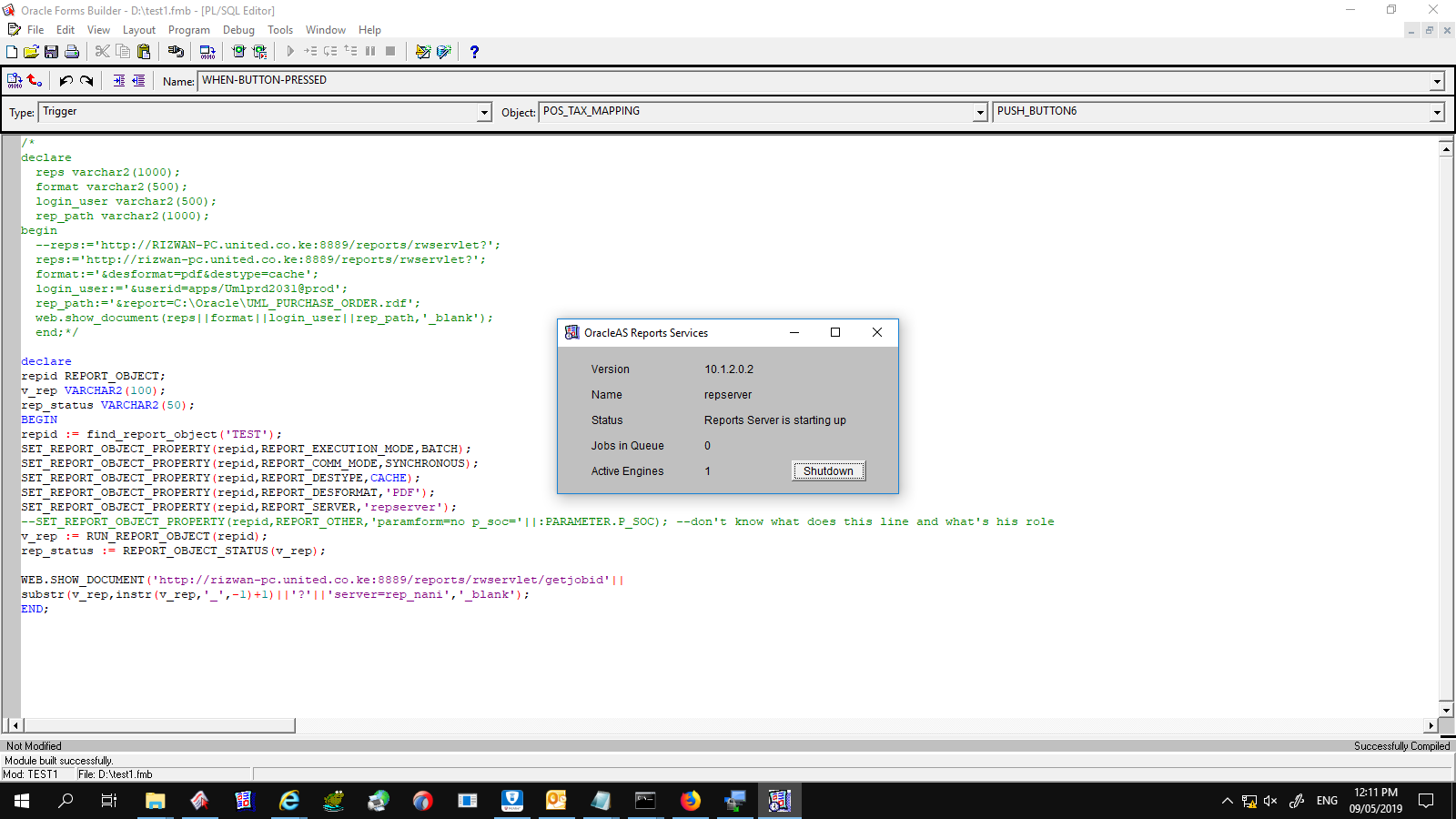 Frm 41213 Unable Find Report Server Repserver In Oracle Forms 10g — Oracle Mosc