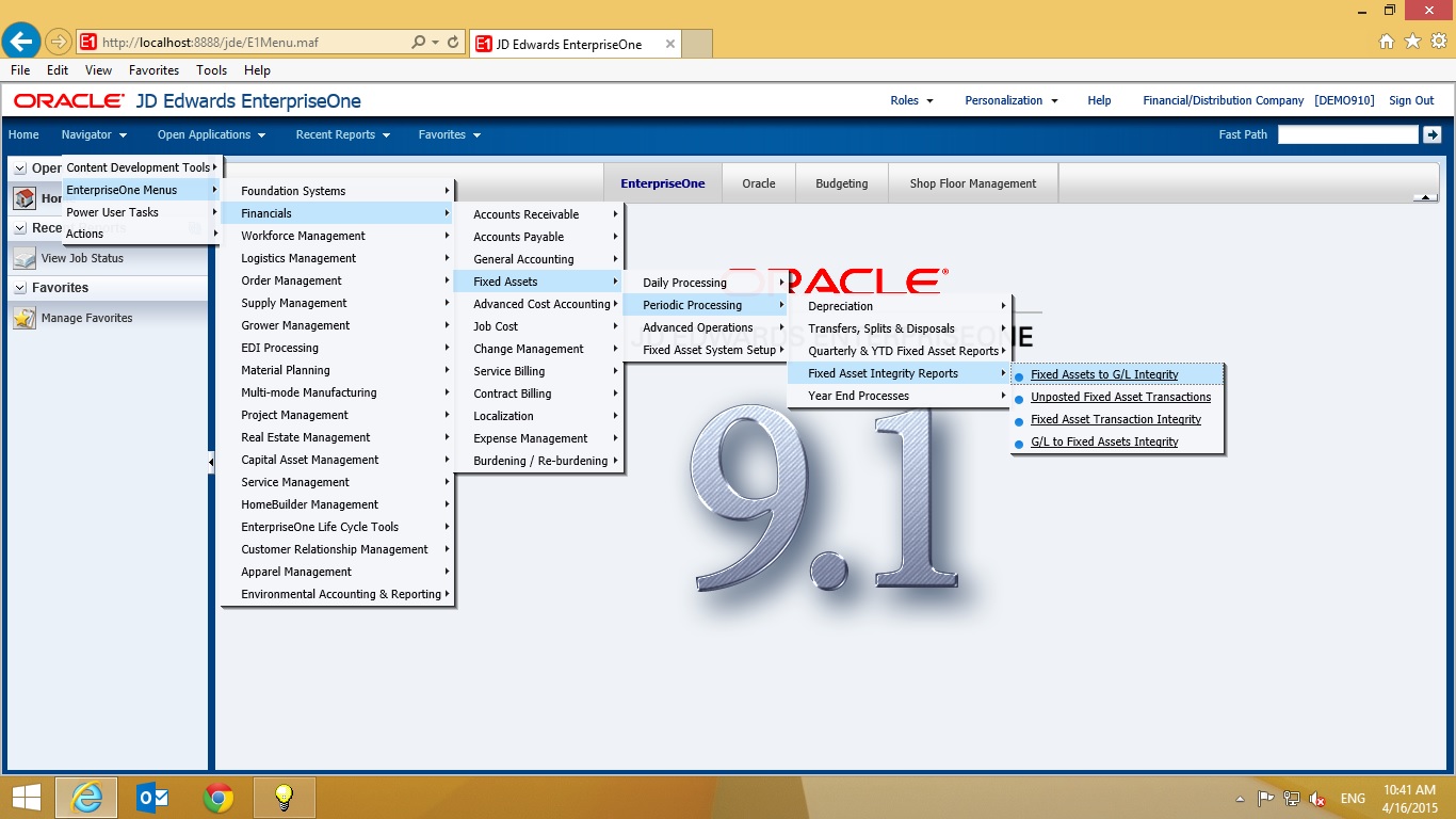 JDEE1 - FA Integrity Reports — oracle-mosc