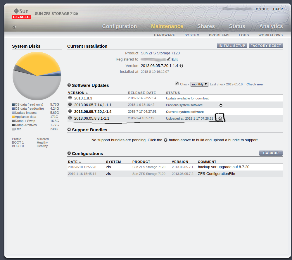 ZFS storage update/upgrade — oracle-mosc