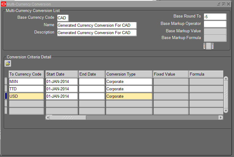 Setup of Multi Currency Conversion List in Oracle Order Management Pricing — oracle-mosc