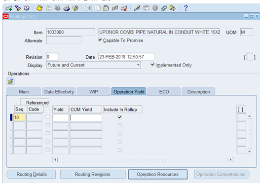 Operation Yield in Routing — oracle-mosc