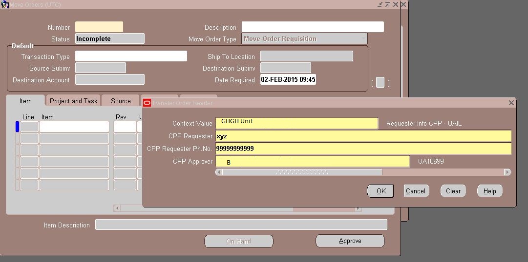 Form Personalization For Move Order Form — Oracle Mosc