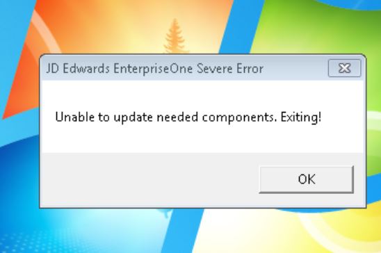 Severe Error Unable To Update Needed Components Exiting — Oracle Mosc 