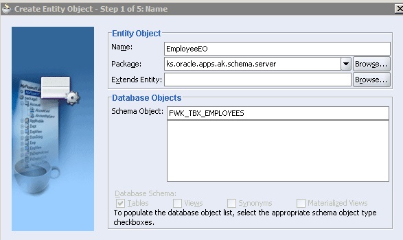 Why Cant Choose Object Type Under Database Schema When Creating A New Entity Objecteo