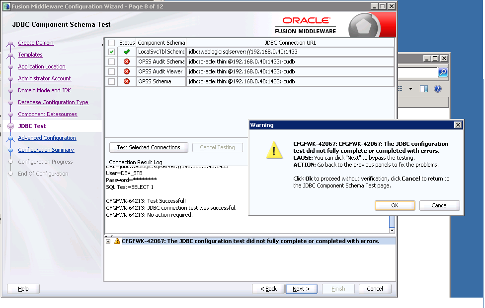 oracle weblogic 12c issue with Datasource — oracle-mosc
