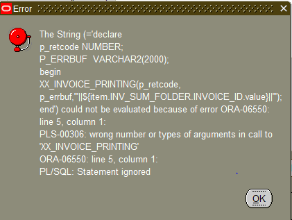 Call PLSQL procedure using form personalization — oracle-mosc