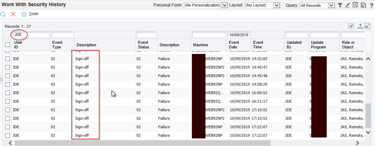 In 9.2 User login history table F9312 do not show login status. — oracle-mosc