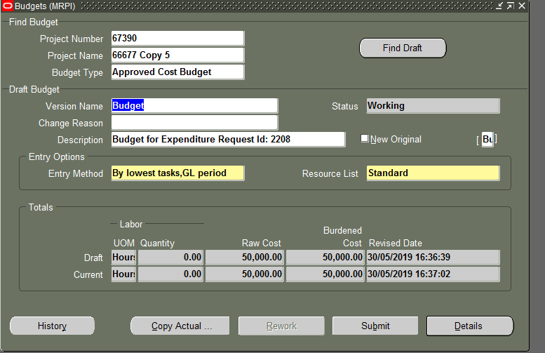 Budgetary Control - query about Project and Task settings — oracle-mosc