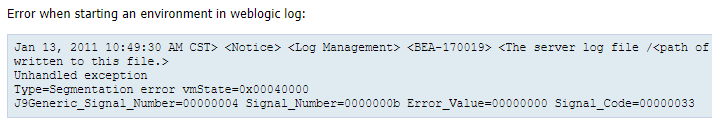 Unhandled Exception Error when starting AdminServer on AIX — oracle-mosc