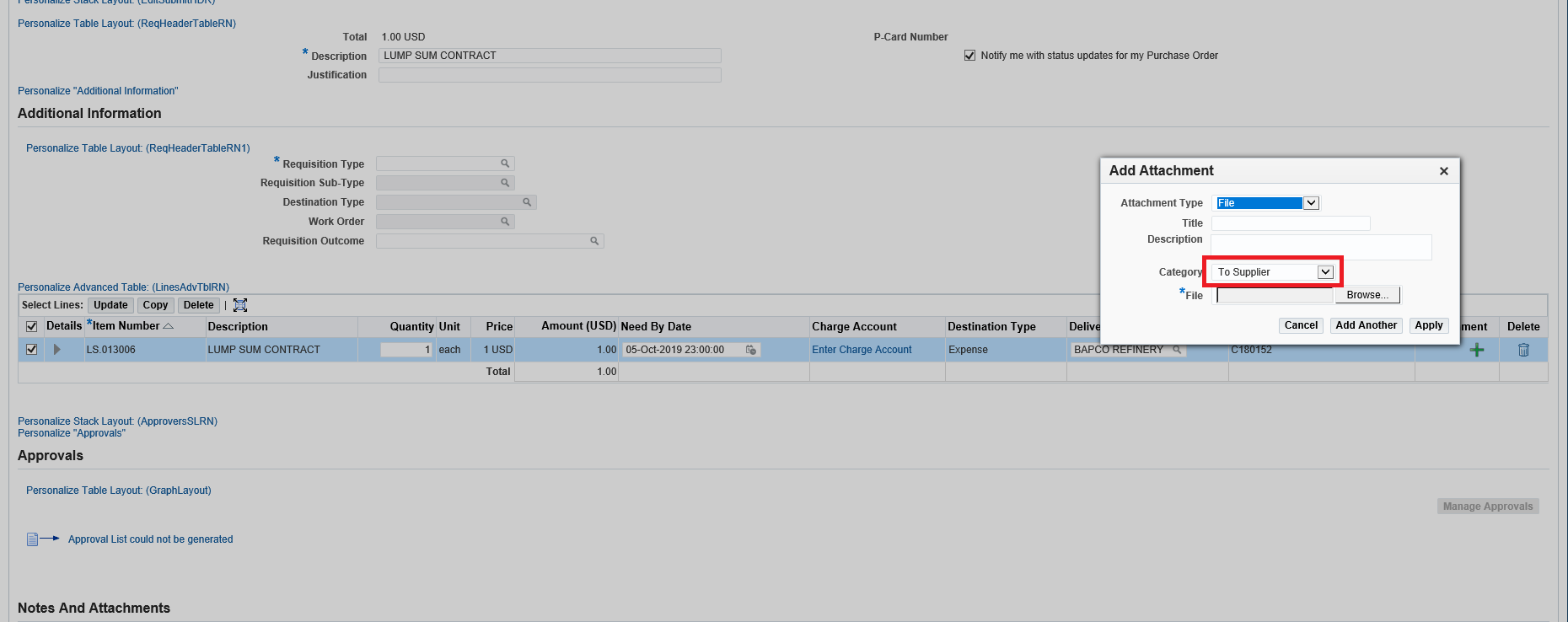 How to restrict the Add attachment category for requisitions in ...