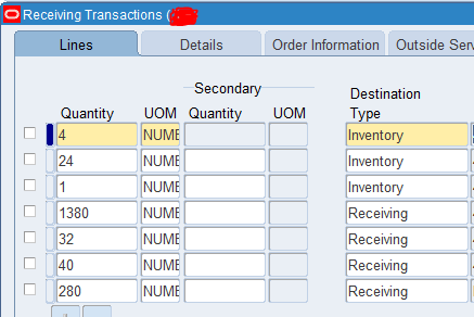 How to find Items Pending for Inspection in Receiving Transactions — oracle-mosc