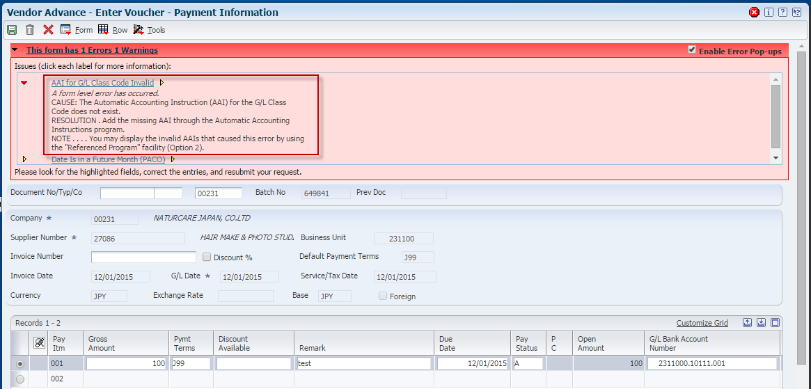 AAI For GL Class Code Invalid In JDE 9 1 Oracle mosc aai-for-gl-class-code-invalid-in-jde-9-1-oracle-mosc