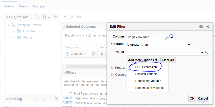 Dynamic Date Ranges Using SQL Expressions In Insight OBIEE Oracle 