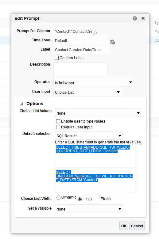Insight OBIEE Tips How To Create A Prompt And Add A Default Date