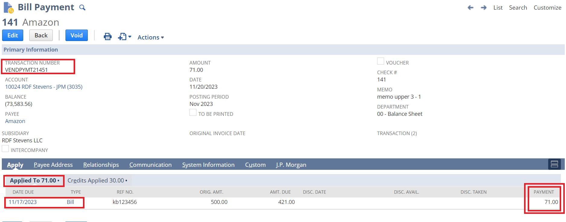 Saved Search to get Vendor Payment Applied to Bills amount — NetSuite Community