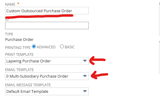 Is a different template used when printing an Outsourced Purchase Order ...