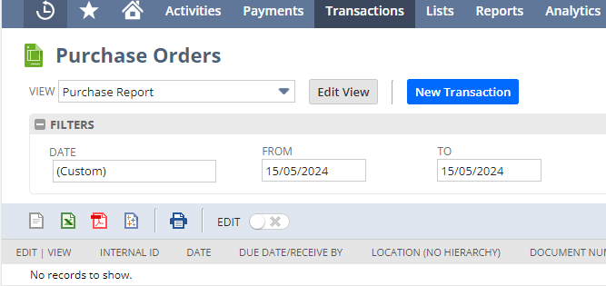 Items Received Date not in List of Purchase Orders — NetSuite Community
