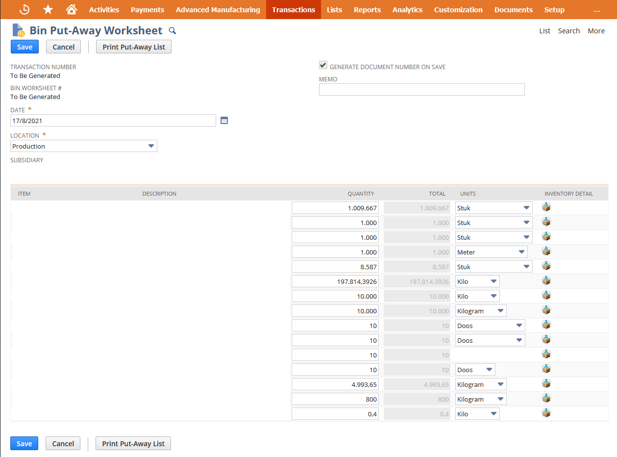 Bin Put-Away Worksheet Saved Search — NetSuite Community