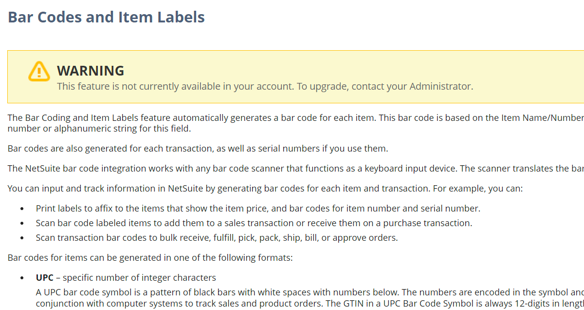 UPC Code/Bar Code — NetSuite Community