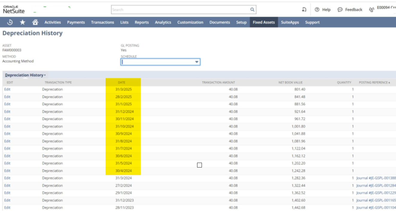 Depreciation Closing Date — NetSuite Community