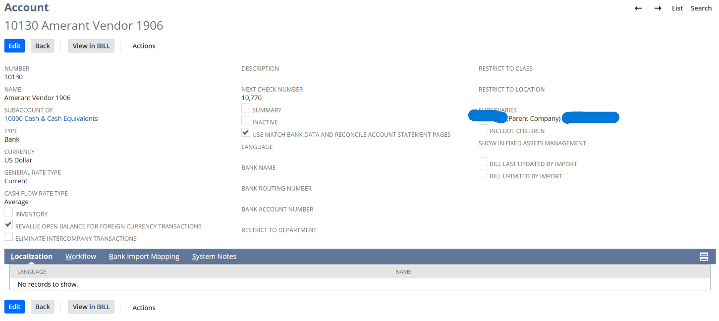 Bank Account Not Available in Use Credit Cards — NetSuite Community