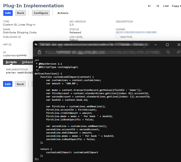 Implementing customizeGlImpact in SuiteScript 2.0 — NetSuite Community