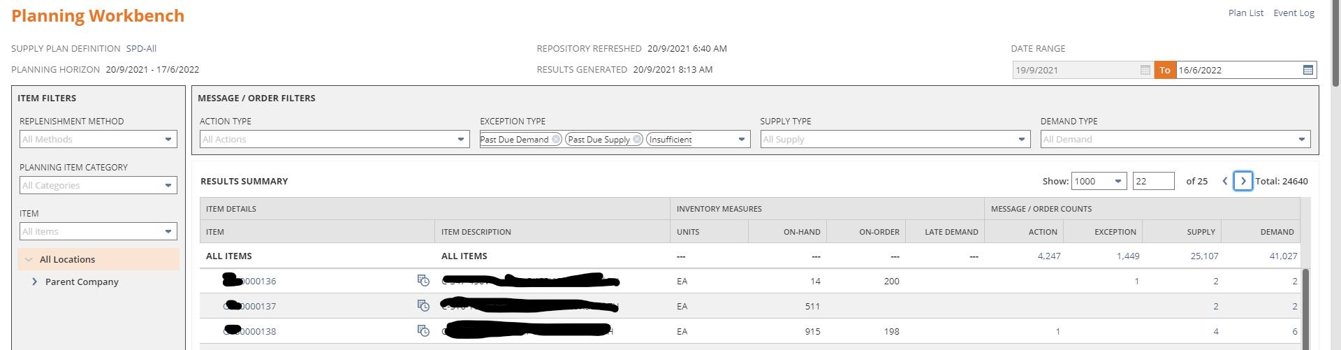 MRP Planning Workbench — NetSuite Community