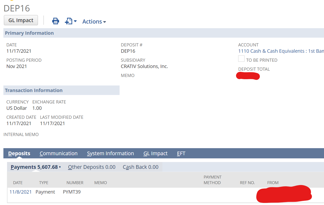Edit PYMT DEP Line Items NetSuite Community