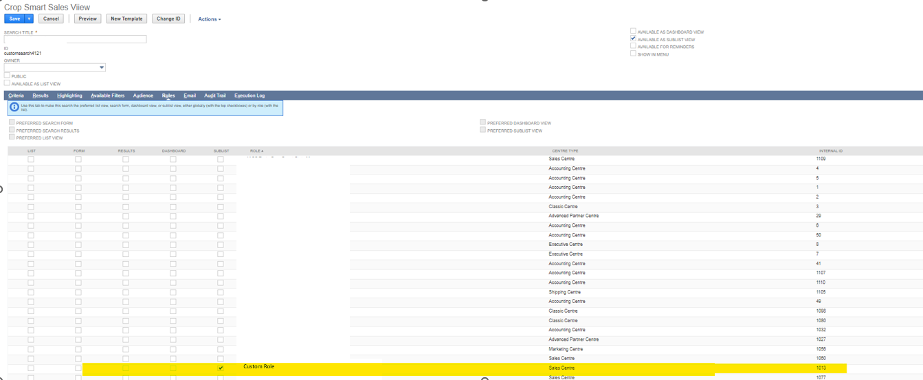 How to make a custom sublist the preferred view for a custom role — NetSuite Community