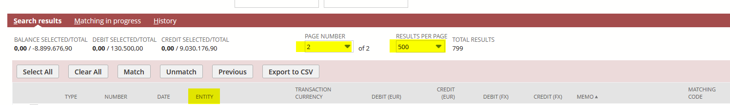 GL Matching Dashboard: How to sort on entity with > 500 transaction ...