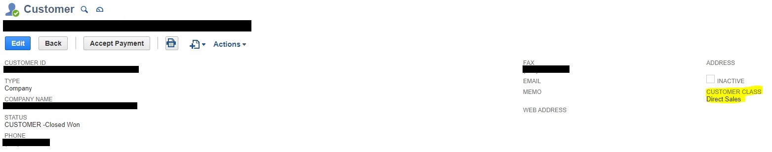 Customer Class — NetSuite Community