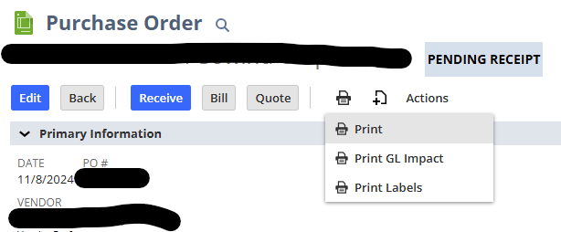 How do I locate the template that is being used to print a Purchase ...