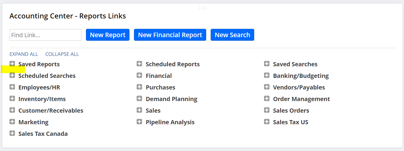 Adding another "Link" (folder) under Report -> Accounting Center ...